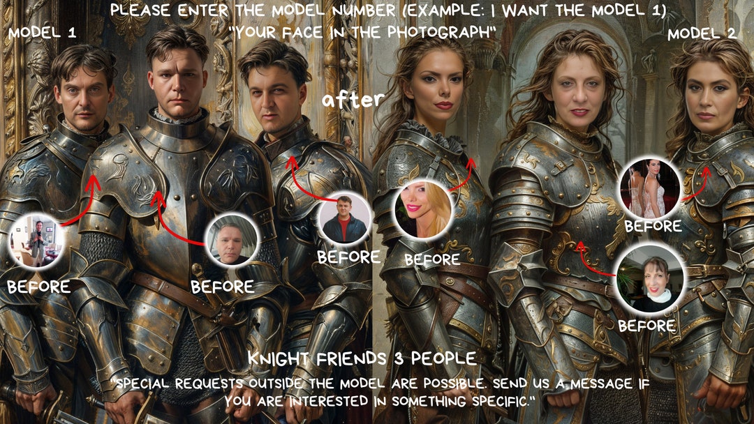 Personalized Knight Portrait ,knights Friends Style From Picture ...