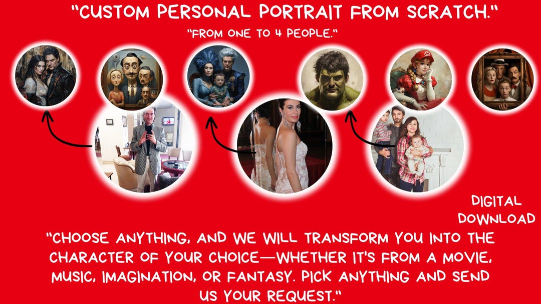 Custom Personal Portrait From Scratch. ,animated, Portrait From Photo ...