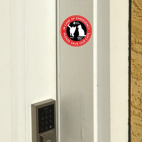 CUSTOMIZED Cat Emergency STICKER, Personalized Save Cat Decal, Your ...