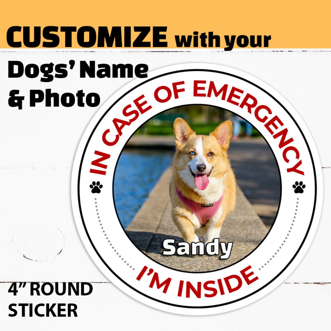 CUSTOM in Case of Emergency Rescue My Dog, Dog Inside, Personalized Pet ...