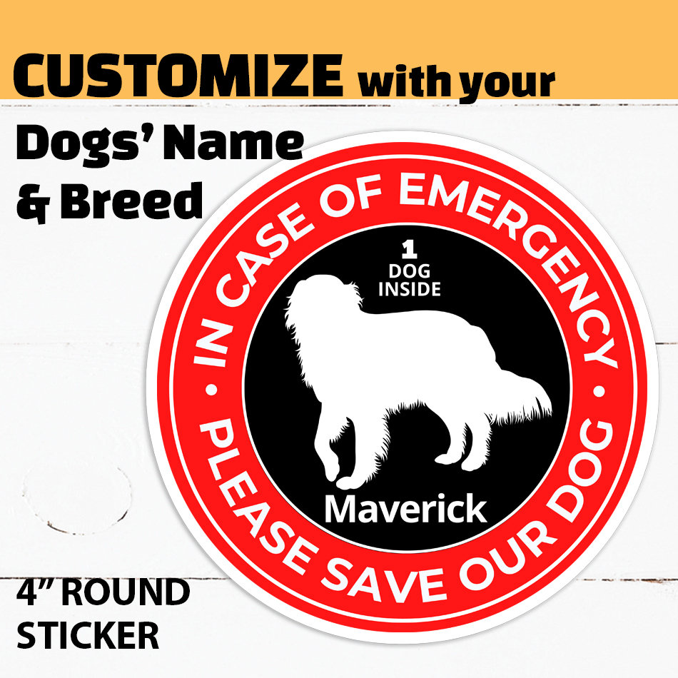 CUSTOMIZED Dog Emergency STICKER, Personalized Save Dog Decal, Your ...