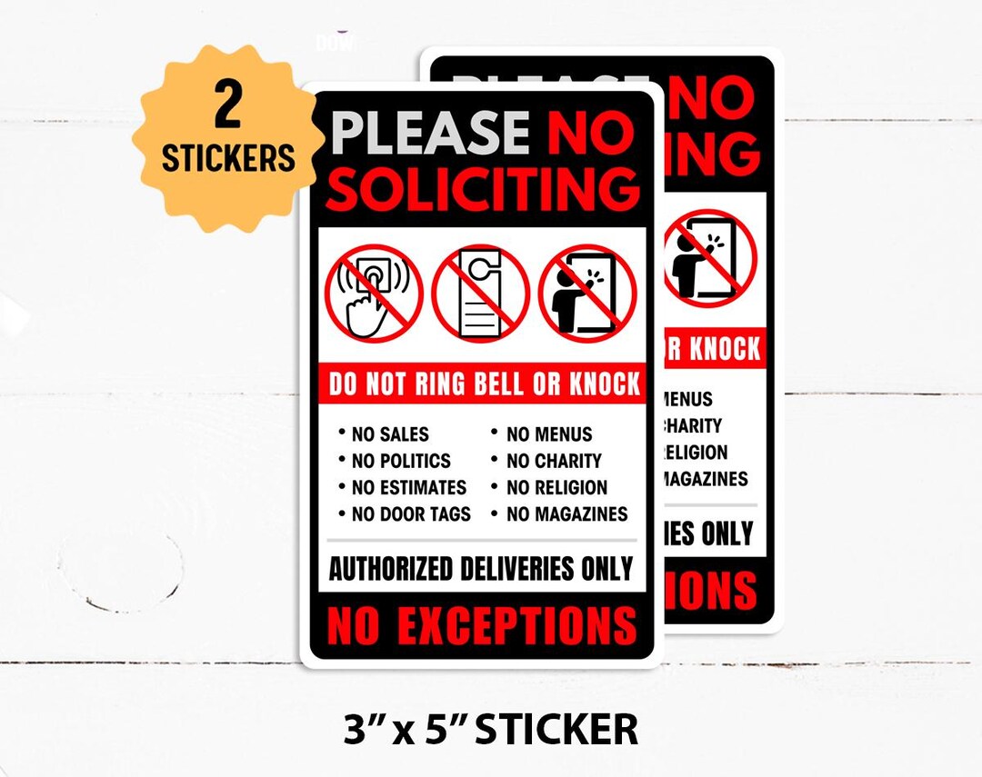 No Soliciting STICKERS, Please No Soliciting, No Sales, No Door Tags ...