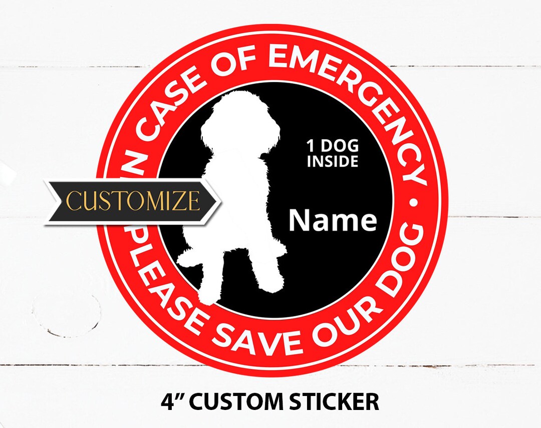 CUSTOMIZED Pet Emergency STICKER, Personalized Save Dog Decal, Your ...