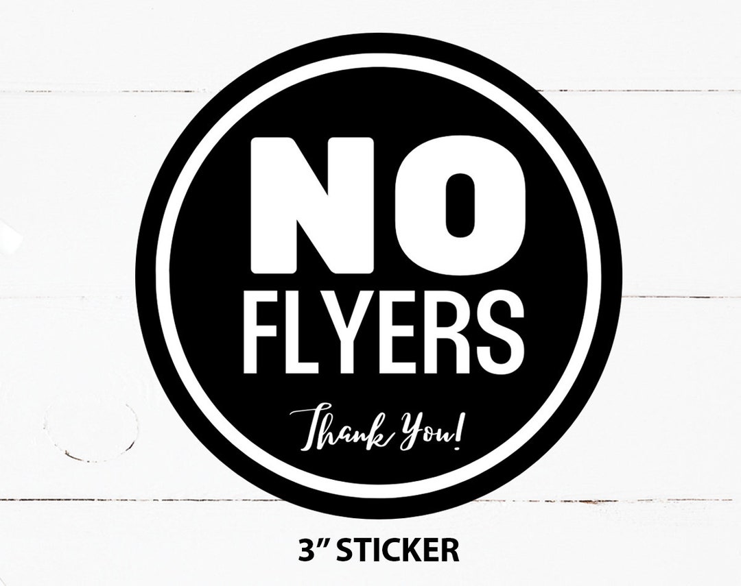 No Flyers STICKER, No Flyers Thank You, Mail Box Sticker, Mail Box ...