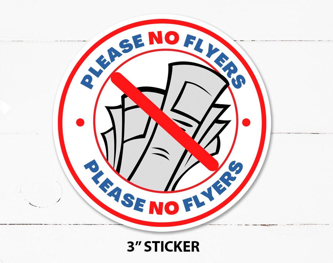 No Flyers STICKER, Please No Flyers Decal, Front Door Sticker, Mailbox ...