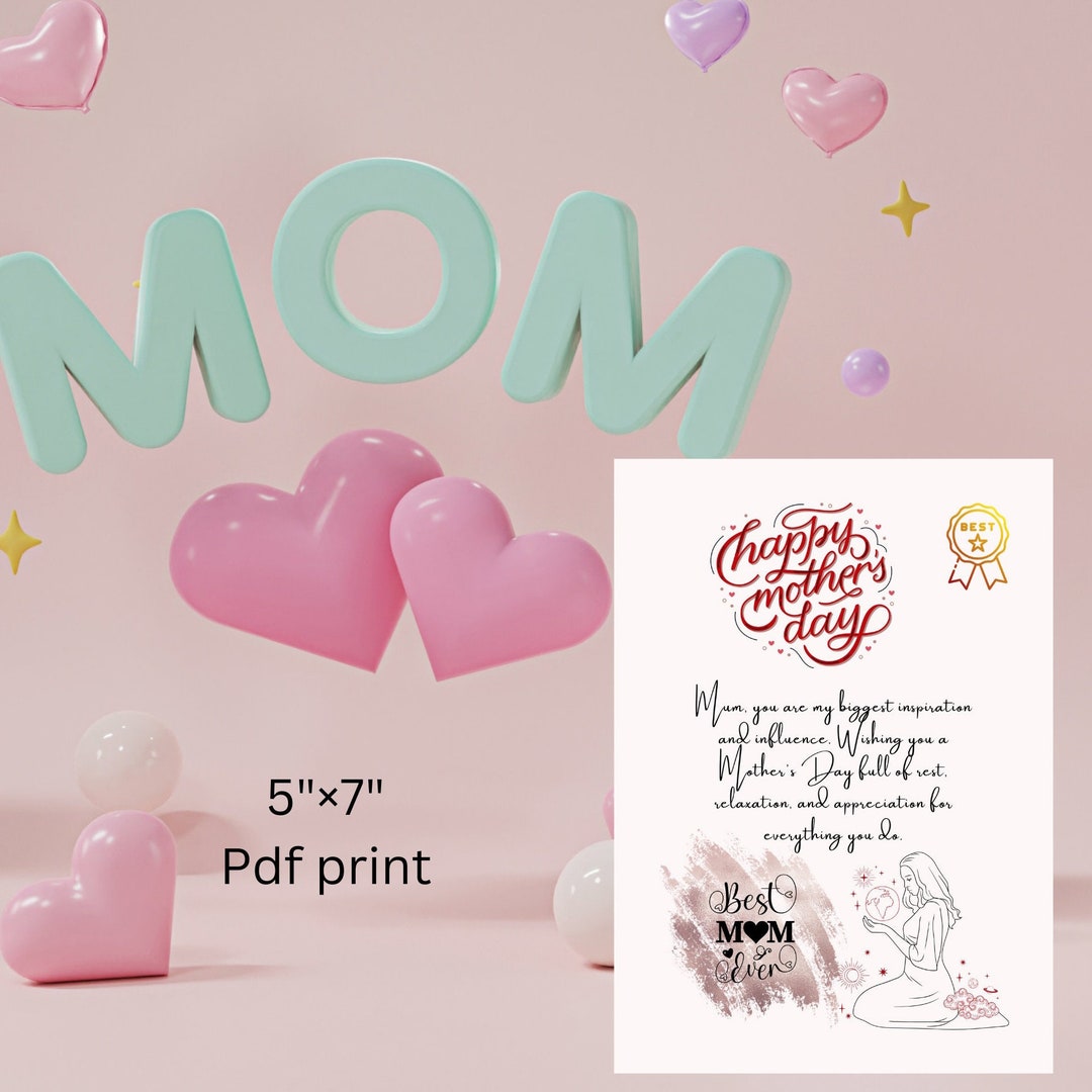 Mothers Day Card Printable, Mothers Day Portrait, Best Mom Ever ...