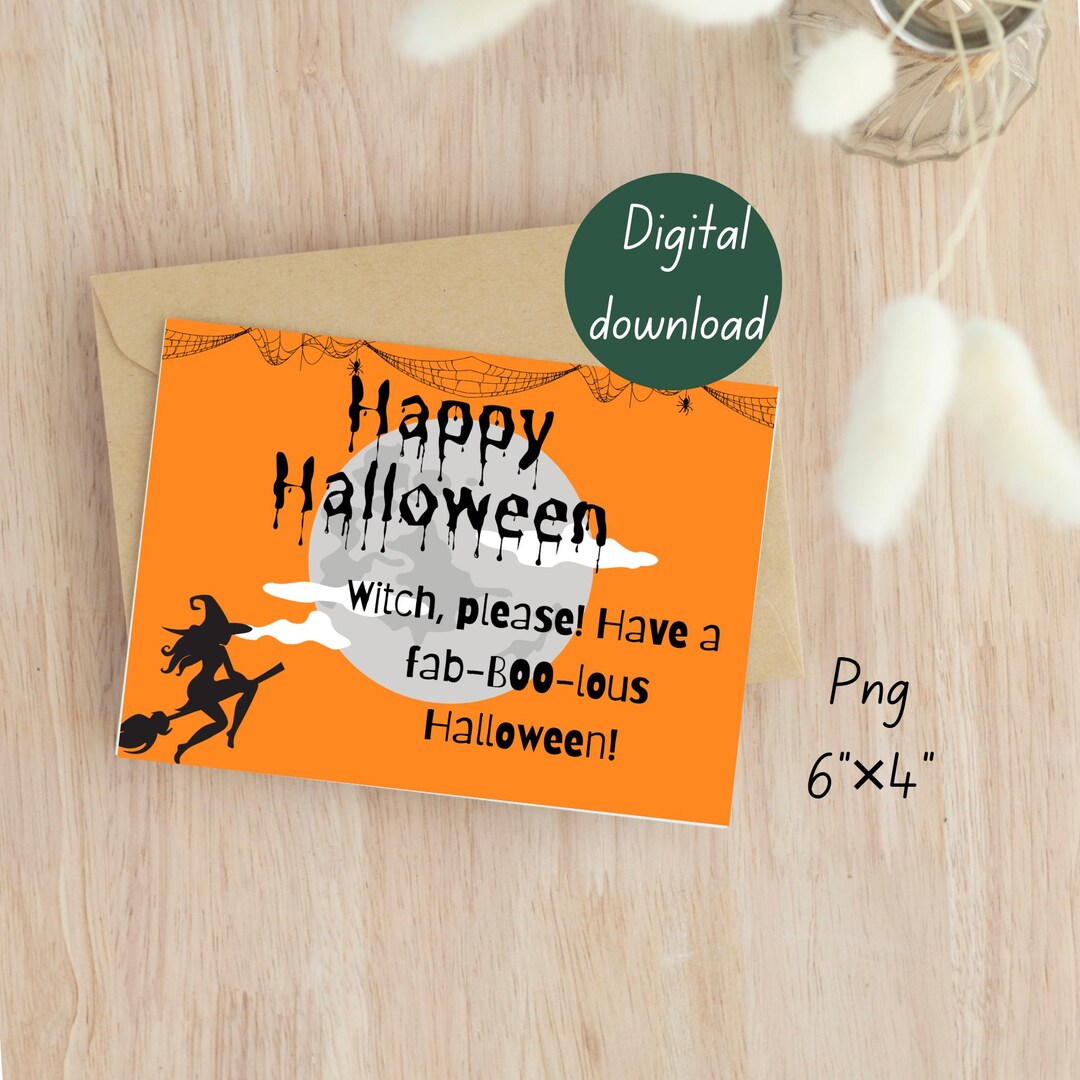 Printable Halloween Cards, Happy Halloween Card, Halloween Printable ...