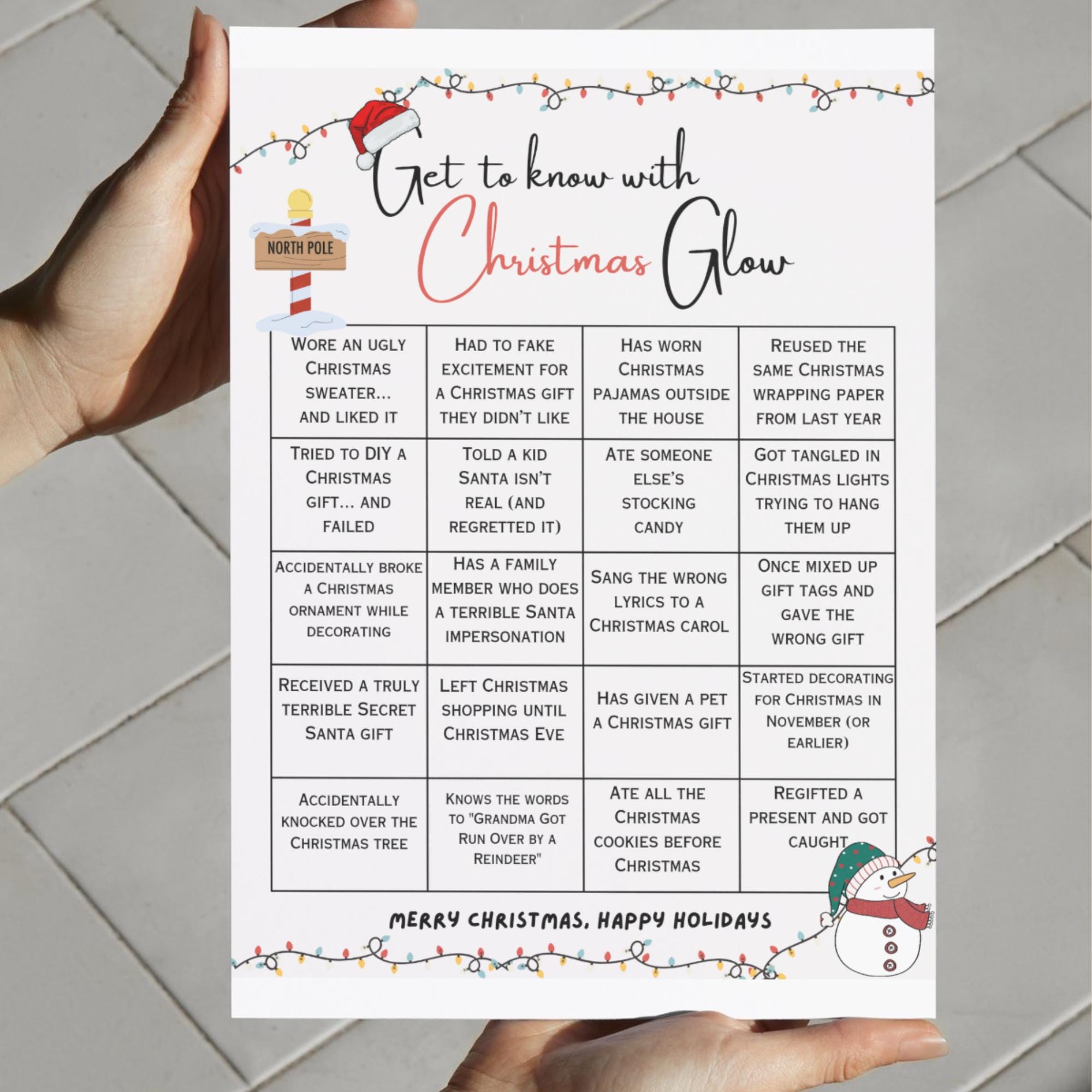 Christmas Bingo Printable, Get to Know You Bingo, Christmas Get to Know ...