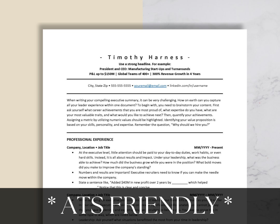 ATS Friendly Resume Template for Google Docs, Word and Google Resume ...
