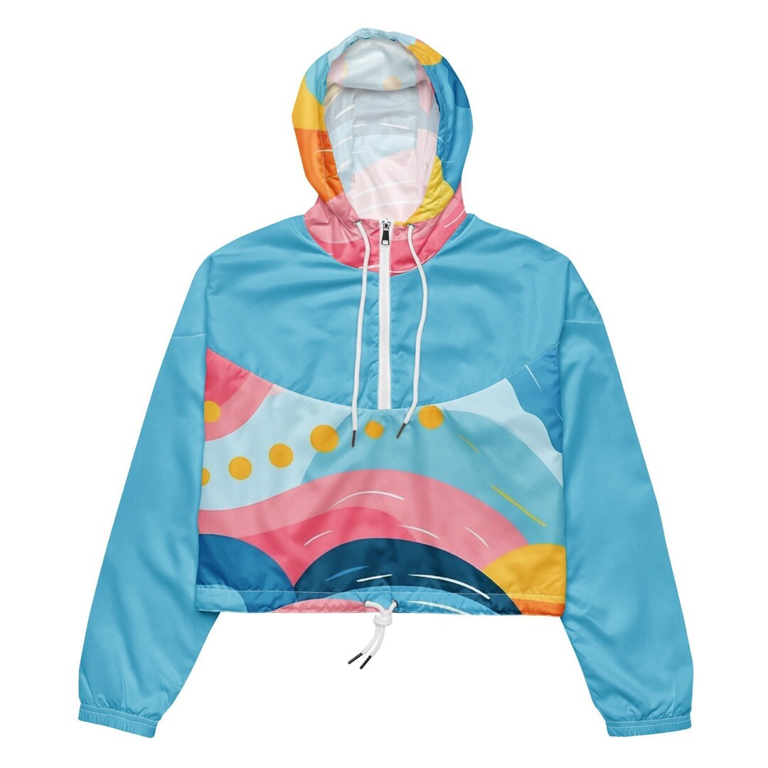 MONK Blue Crop Top, Hooded Windbreaker for Women/ Trendy Design ...