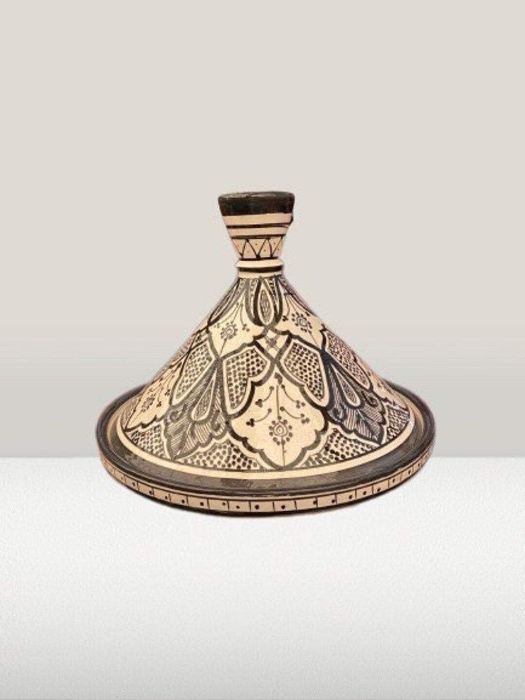 Moroccan Tajine Large Handmade Ceramic Black and White Design - Etsy