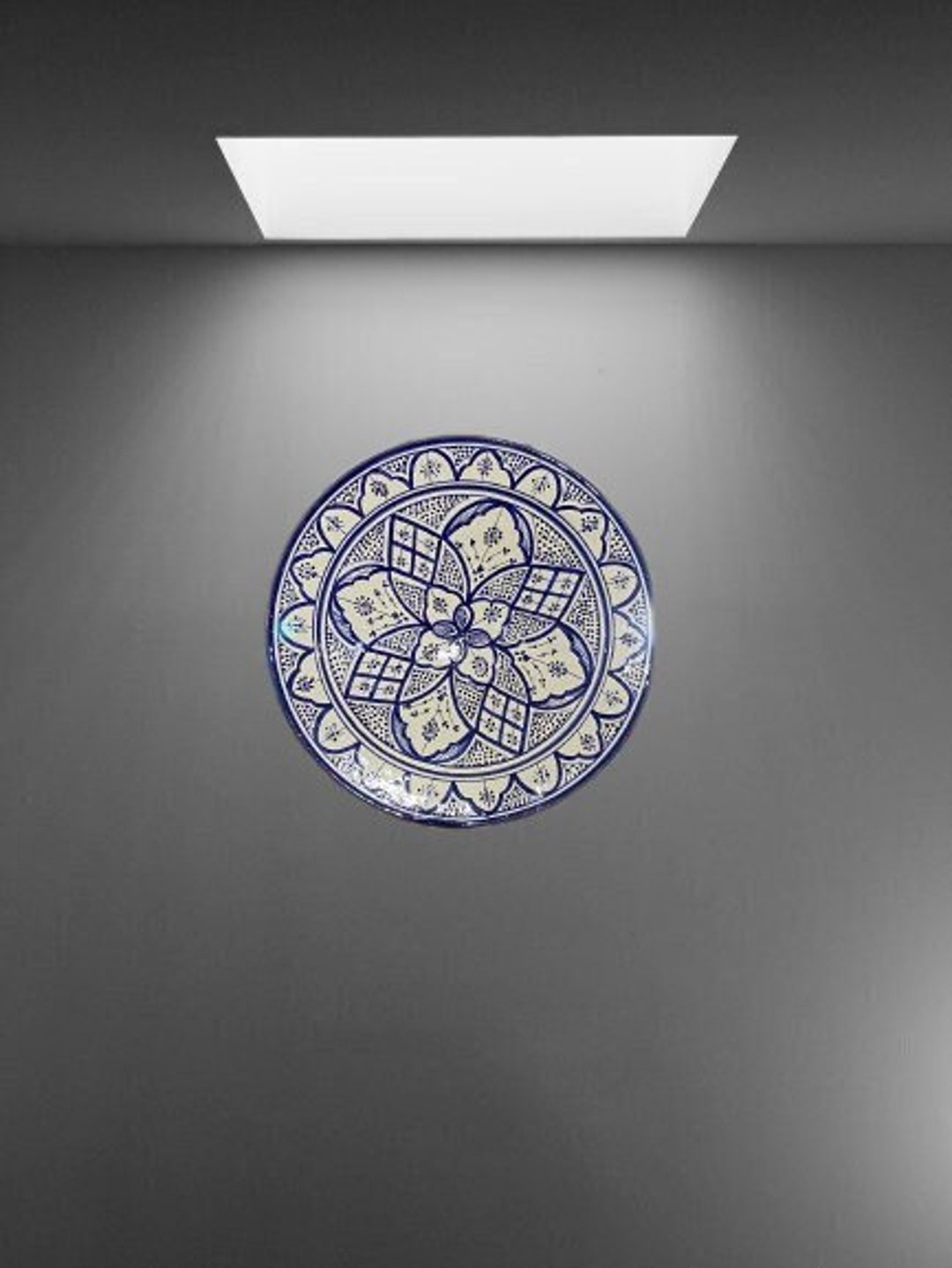 Moroccan Plate, Moroccan Handmade Ceramic Plate, Blue and White Design ...