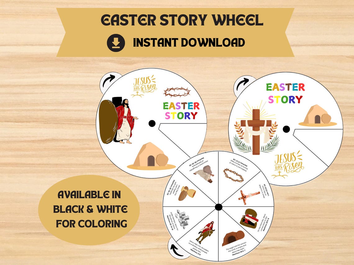 Easter Story Color Wheel, Easter Story Wheel Craft, Easter Activities ...