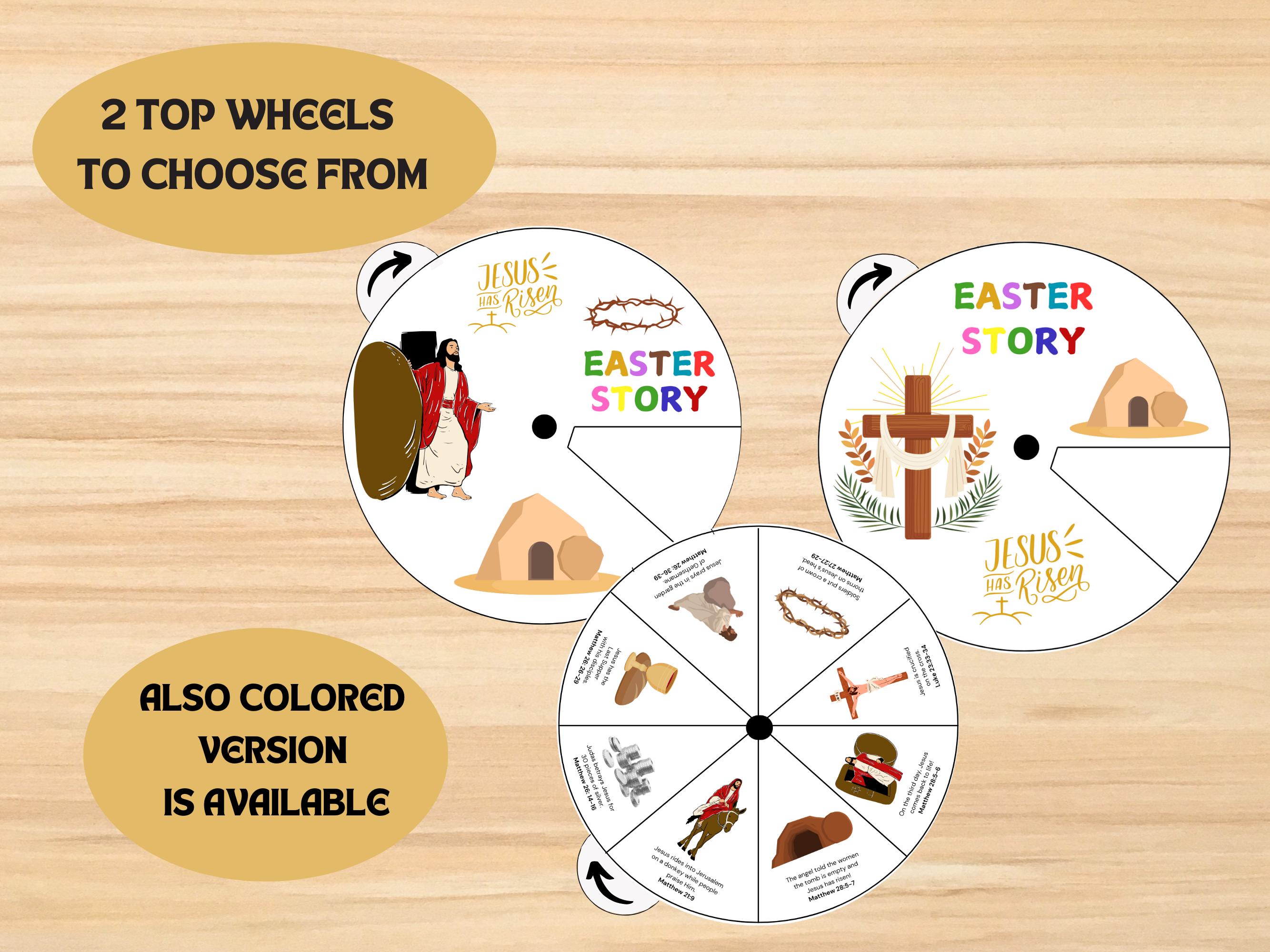 Easter Story Color Wheel, Easter Story Wheel Craft, Easter Activities ...