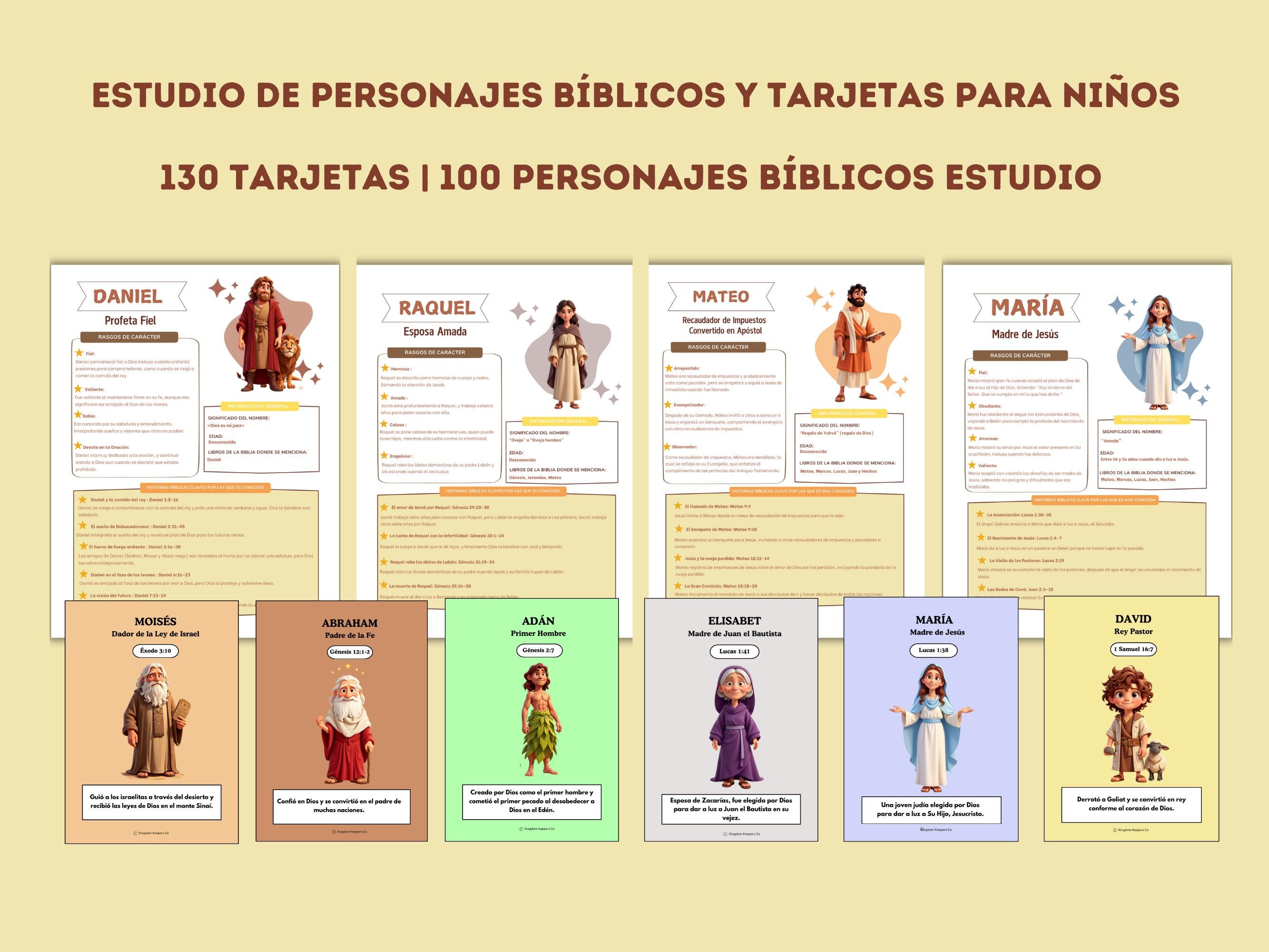 Bible Characters Printables IN SPANISH, Bible Character Cards ...