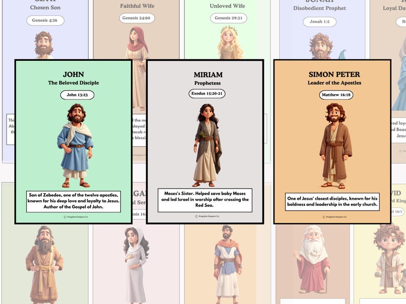 Bible Characters Printables, Bible Character Cards, Old Testament ...