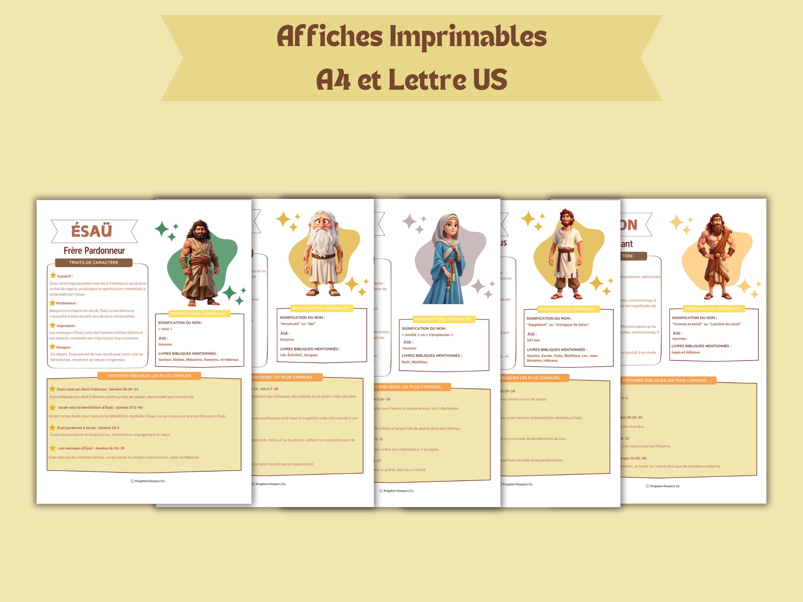 Printable Character Bible Study IN FRENCH, Bible Studies for Kids ...