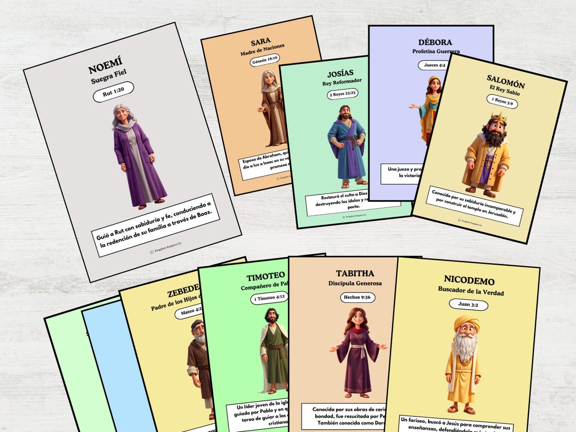 Bible Characters Printables Spanish, Bible Character Cards, Old ...