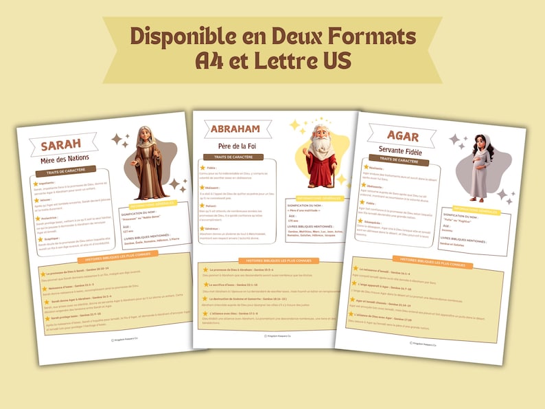 Printable Character Bible Study IN FRENCH, Bible Studies for Kids ...