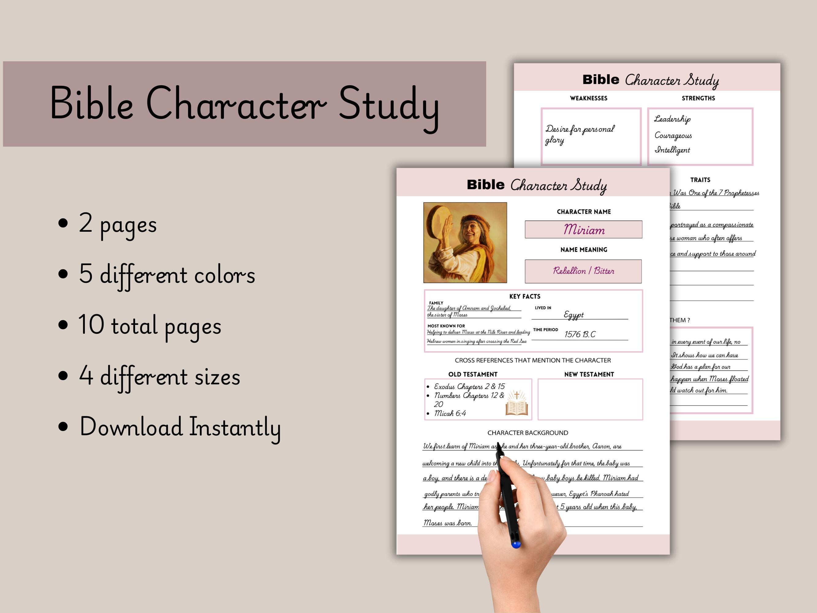 Bible Character Study, Bible Character Printable, Bible Character ...