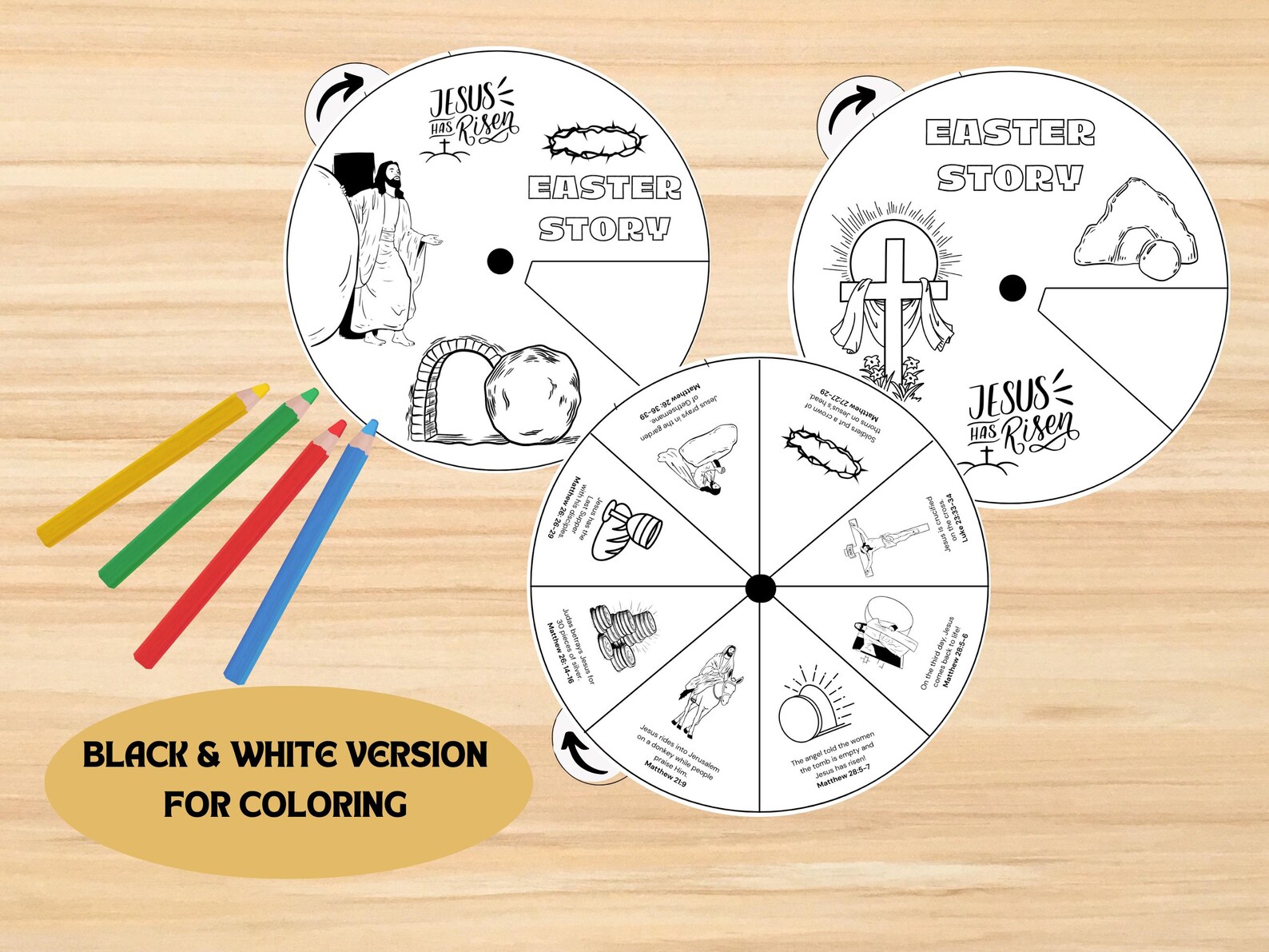 Easter Story Color Wheel, Easter Story Wheel Craft, Easter Activities ...