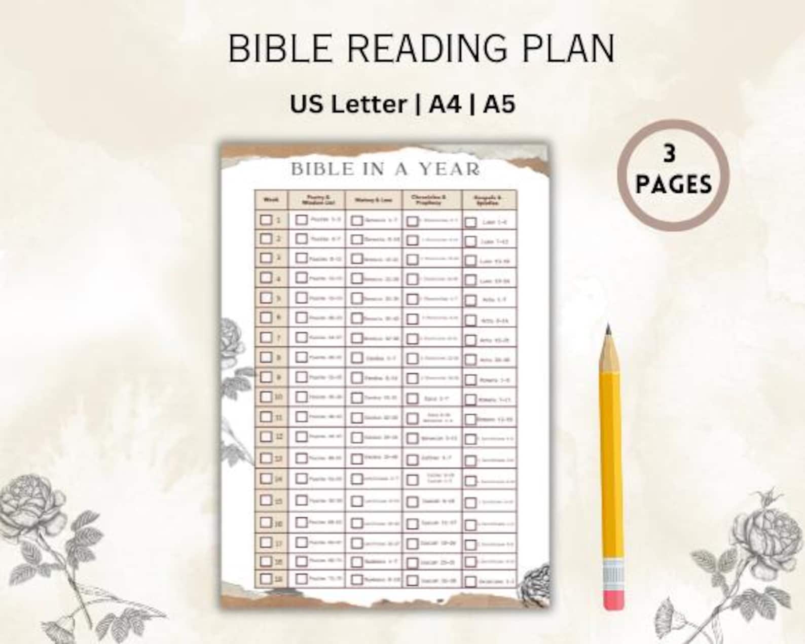 Yearly Bible Reading Plan, Bible Reading Plan, Bible in One Year, Bible ...