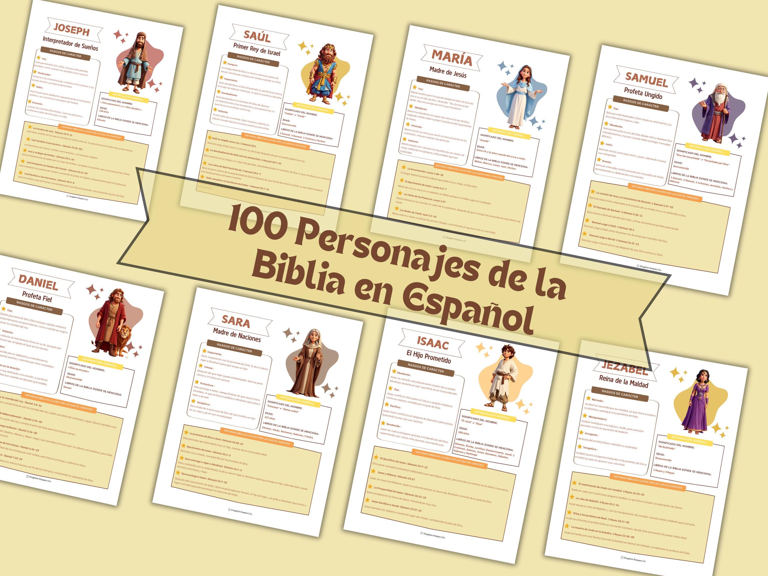 Bible Characters Printables IN SPANISH, Spanish Bible Kids, Spanish ...