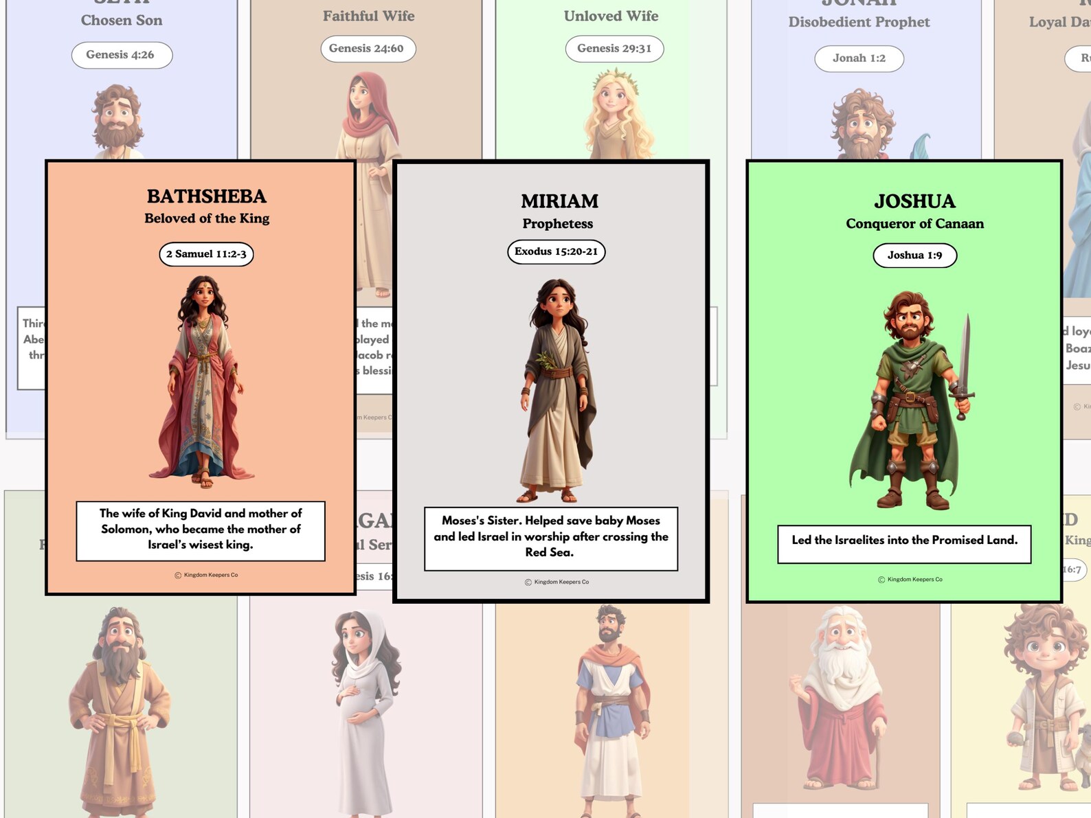 Old Testament Bible Characters, Bible Character Cards, Old Testament ...