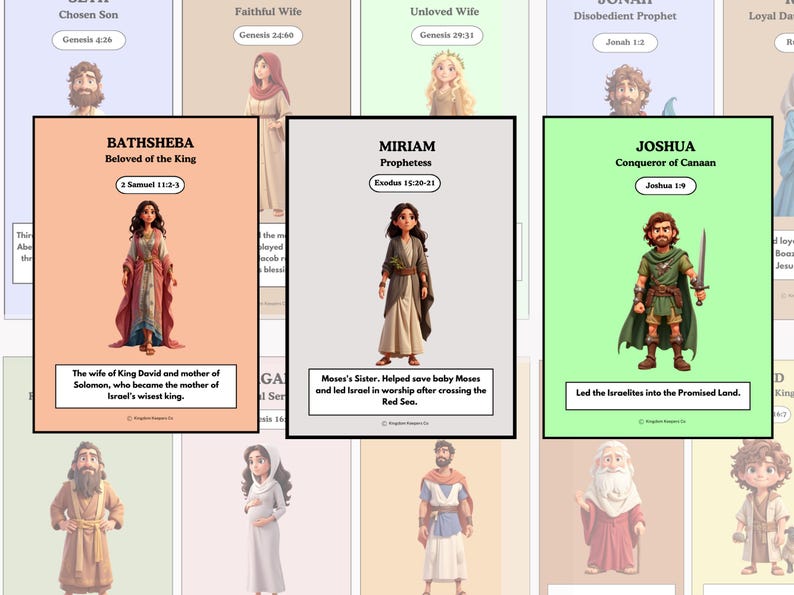 Old Testament Bible Characters, Bible Character Cards, Old Testament ...