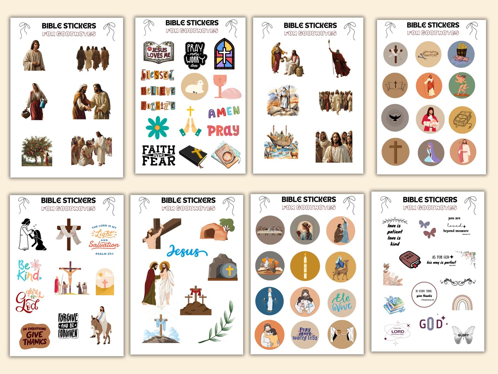 Faith Stickers Pack, Faith Digital Products, Bible Stickers for ...