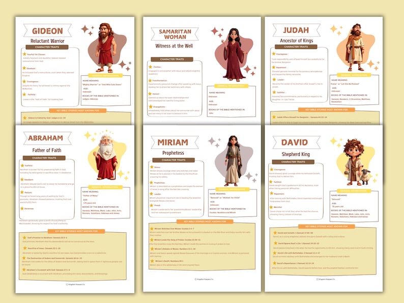 Printable Character Bible Study, Bible Studies for Kids, Christian ...