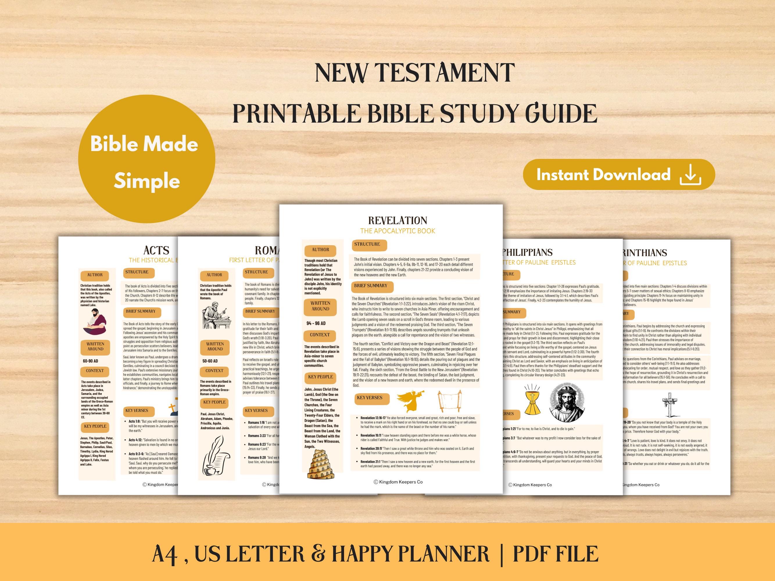New Testament Bible Study, Printable Bible Study Guide, Inductive Bible ...