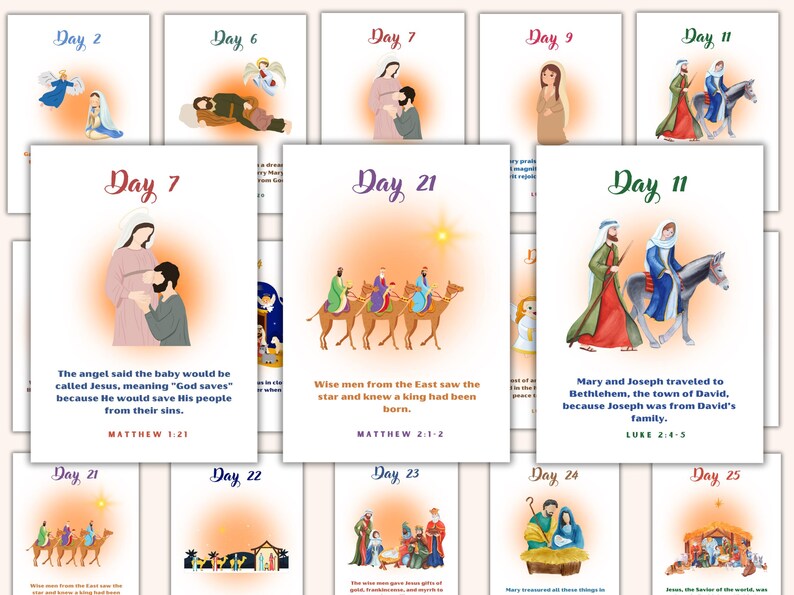 Nativity Christmas Advent Scripture, Christmas Story Scripture Cards ...