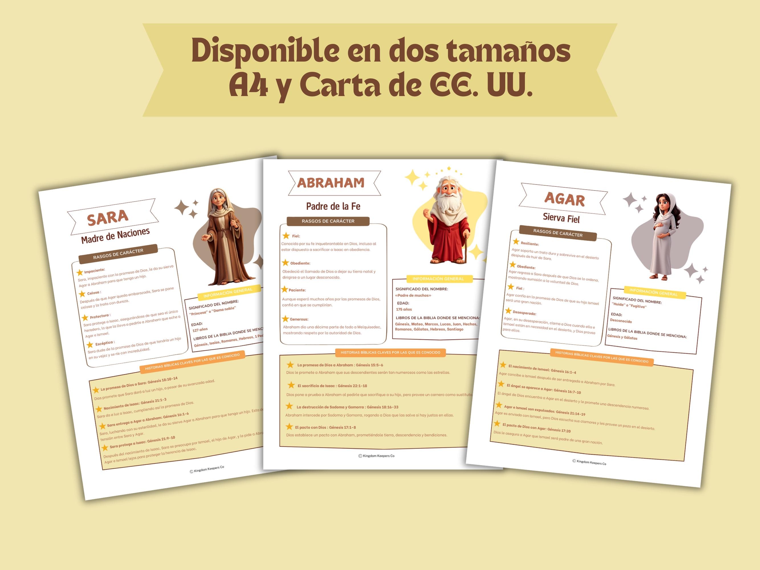 Printable Character Bible Study IN SPANISH, Bible Studies for Kids ...