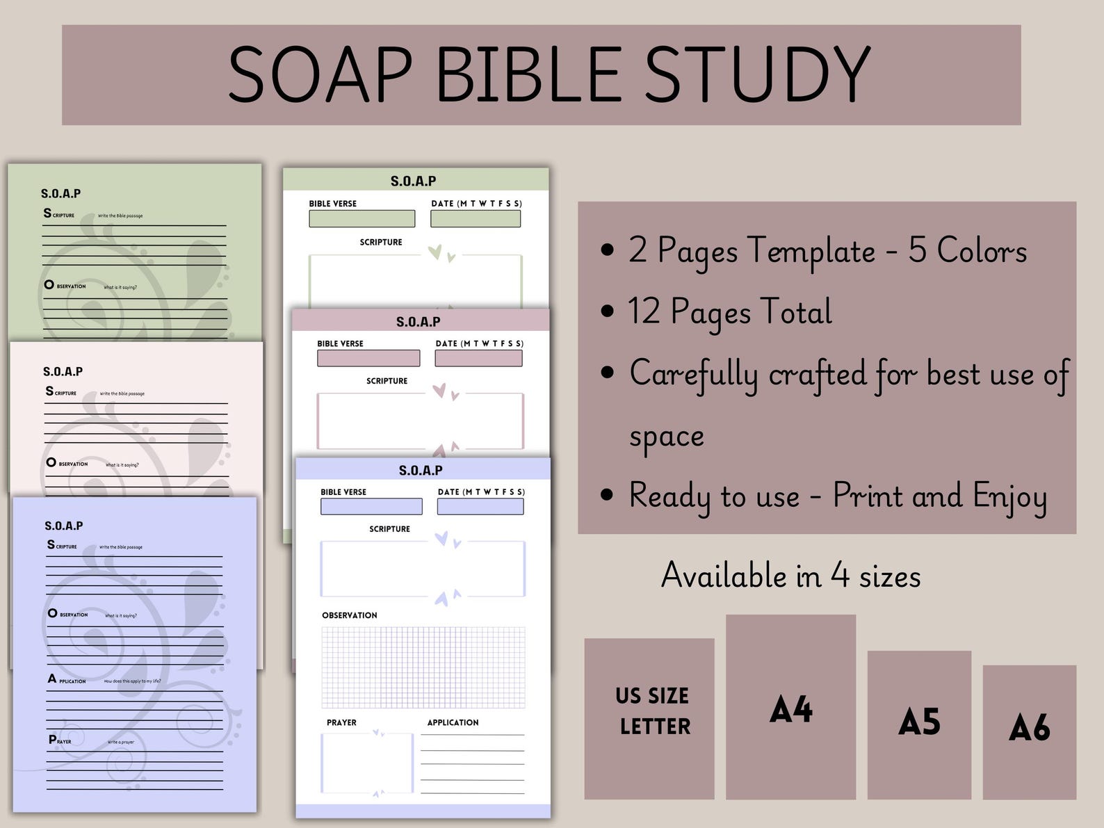 Soap Bible Study Bookmark, Soap Method Bible Study, Soap Bible Study ...