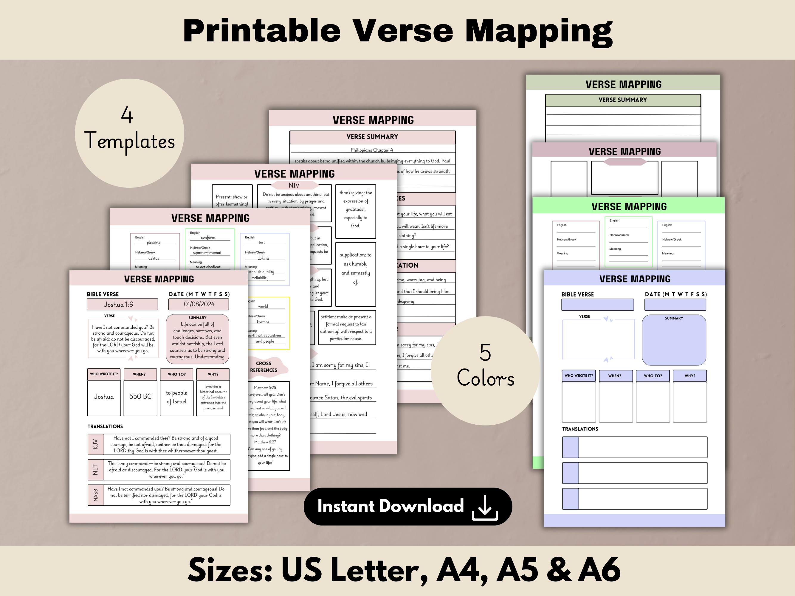 Verse Mapping, Verse Mapping Digital, Verse Mapping Template, Verse Mapping Printable, Verse ...
