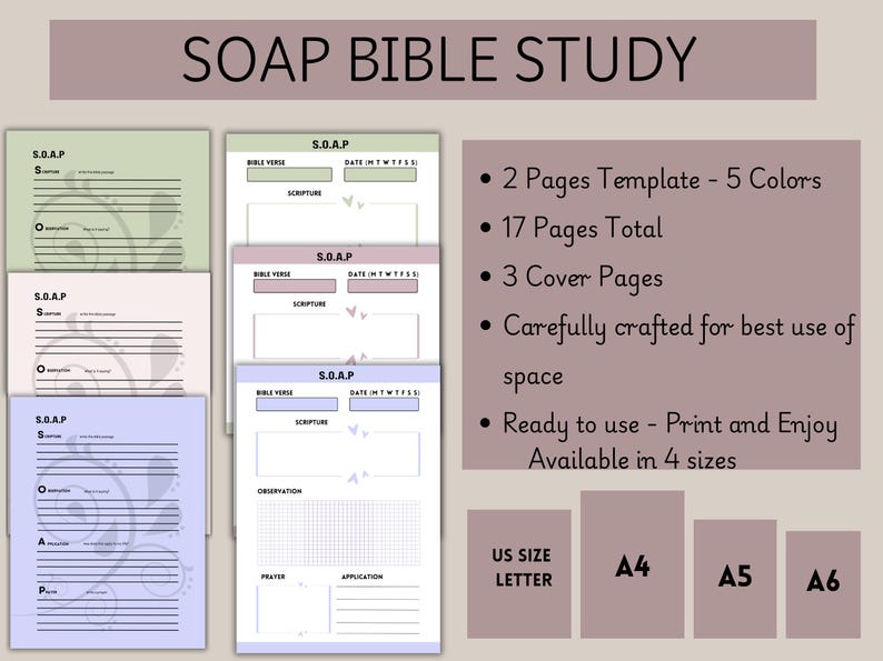 Soap Bible Study Bookmark, Soap Method Bible Study, Soap Bible Study ...
