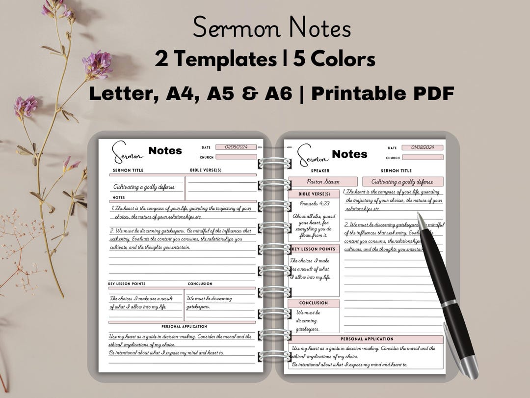 Sermon Notes Editable, Sermon Series, Sermon Notes Printable, Sermon ...