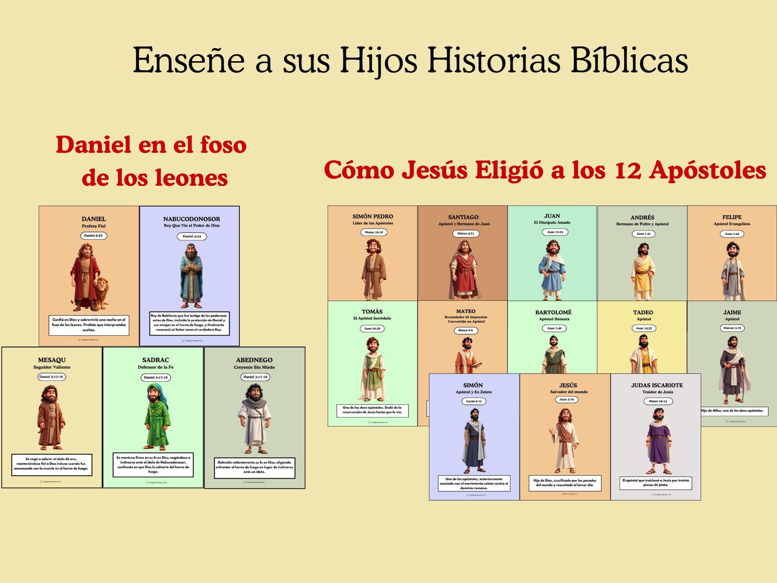 Bible Characters Printables IN SPANISH, Bible Character Cards ...