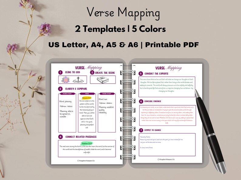 Verse Mapping Bible Study Journal, Verse Mapping Journal, Bible Verse ...