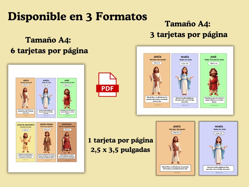 Bible Characters Printables IN SPANISH, Bible Character Cards ...
