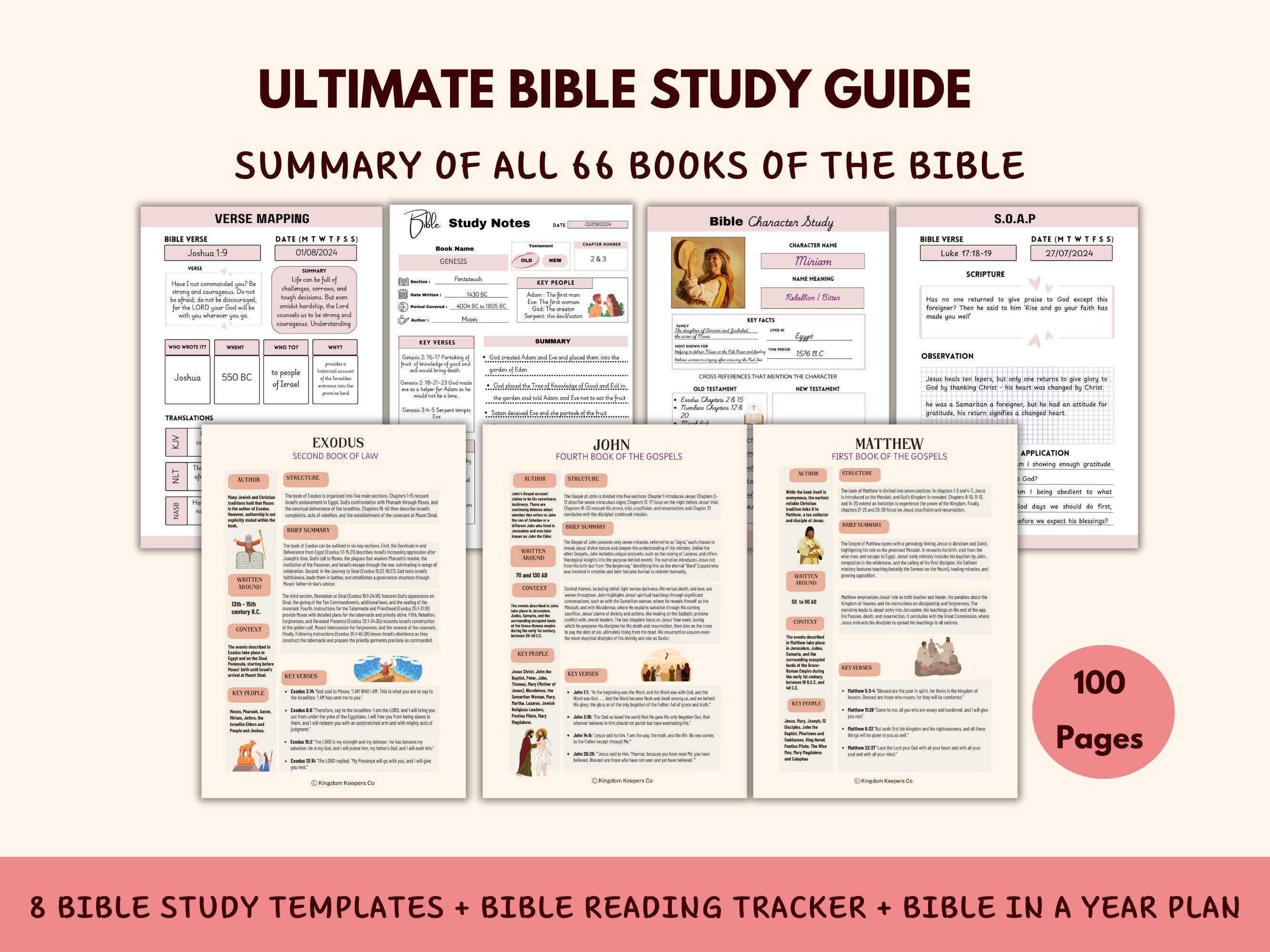 Bible Printable Summaries, Bible Study Guide, Inductive Bible Study ...