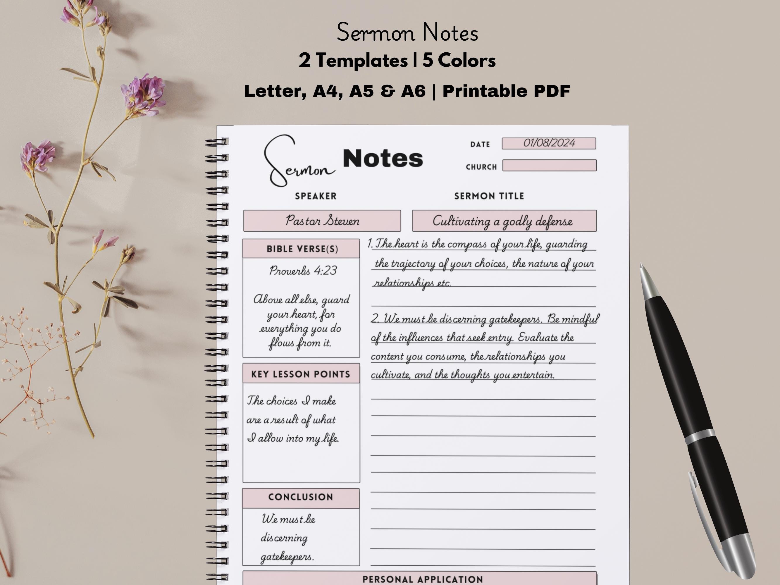Sermon Notes Editable, Sermon Series, Sermon Notes Printable, Sermon ...