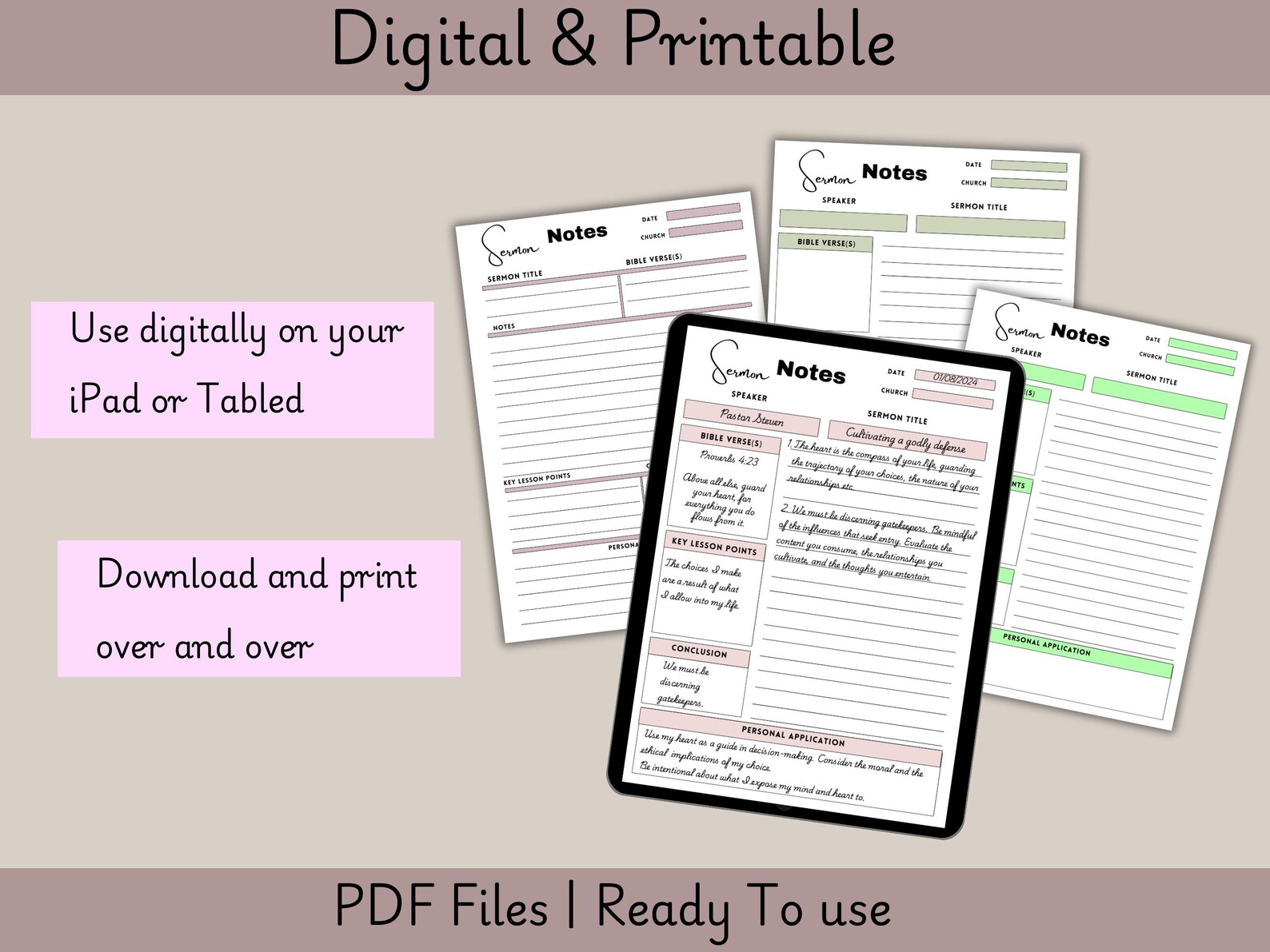 Sermon Notes Editable, Sermon Series, Sermon Notes Printable, Sermon ...