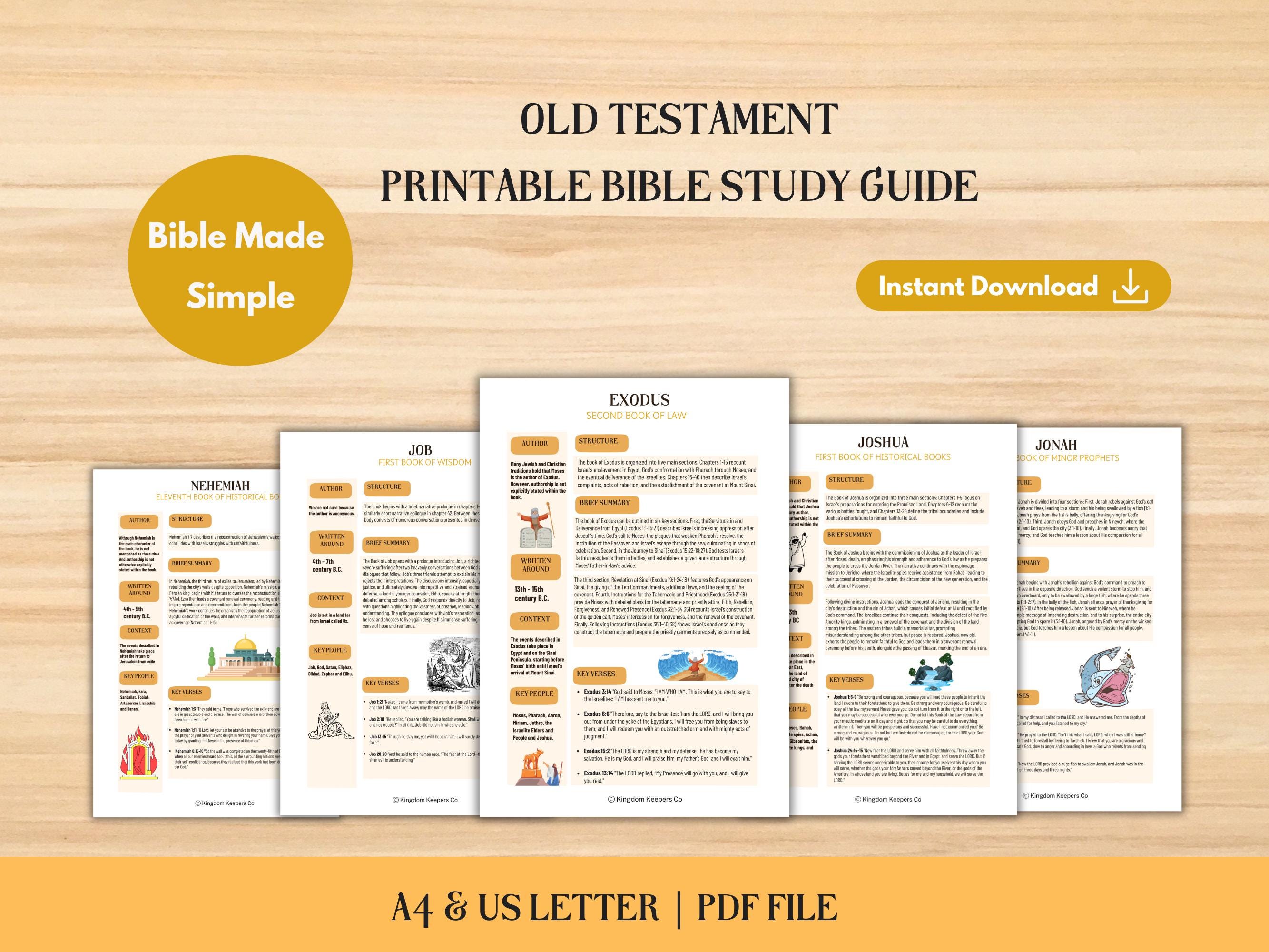 Old Testament Bible Study, Printable Bible Study Guide, Inductive Bible ...