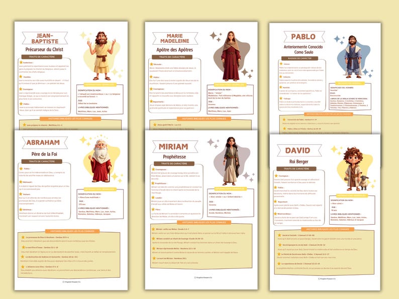 Printable Character Bible Study IN FRENCH, Bible Studies for Kids ...