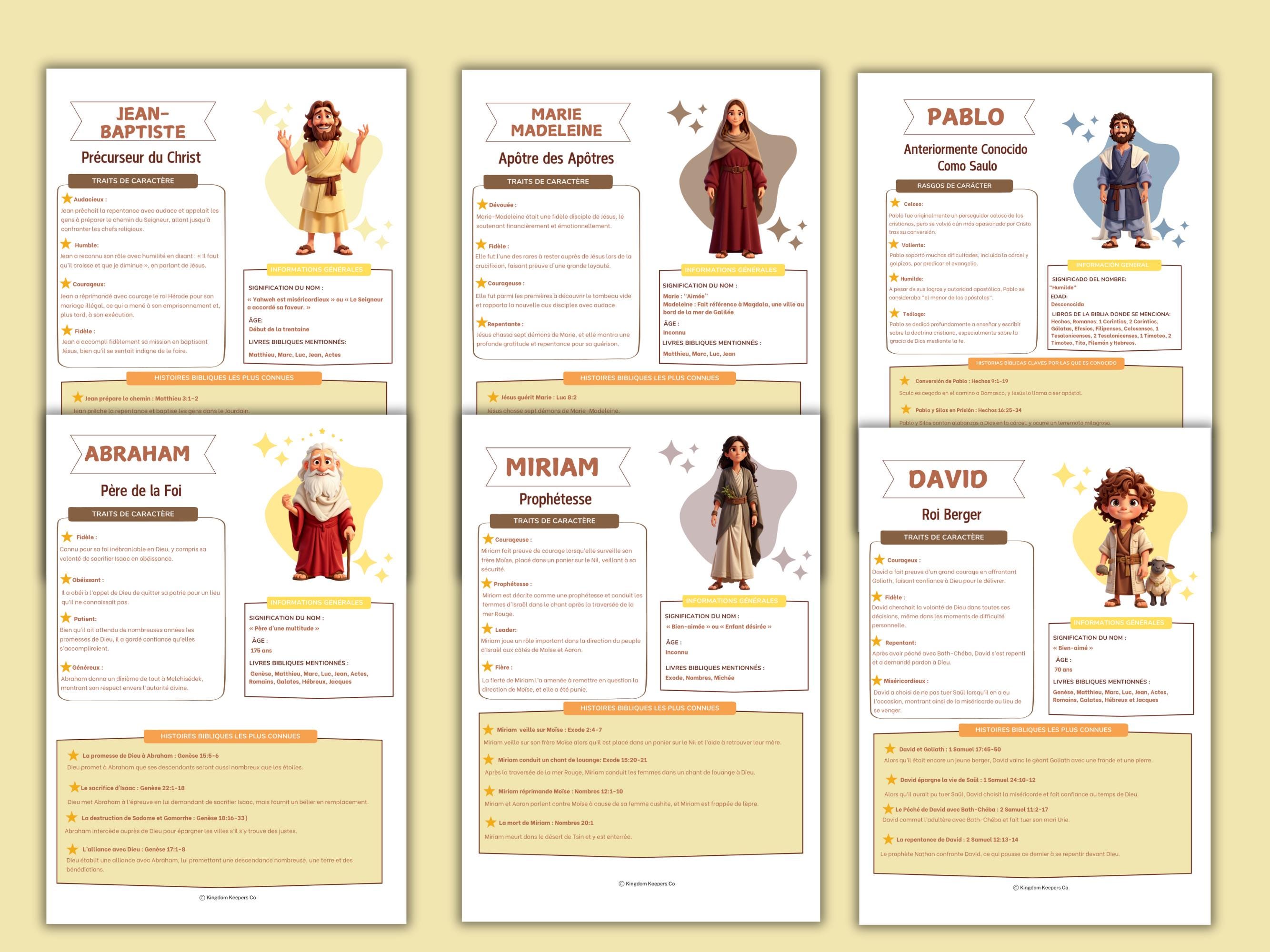 Printable Character Bible Study IN FRENCH, Bible Studies for Kids ...
