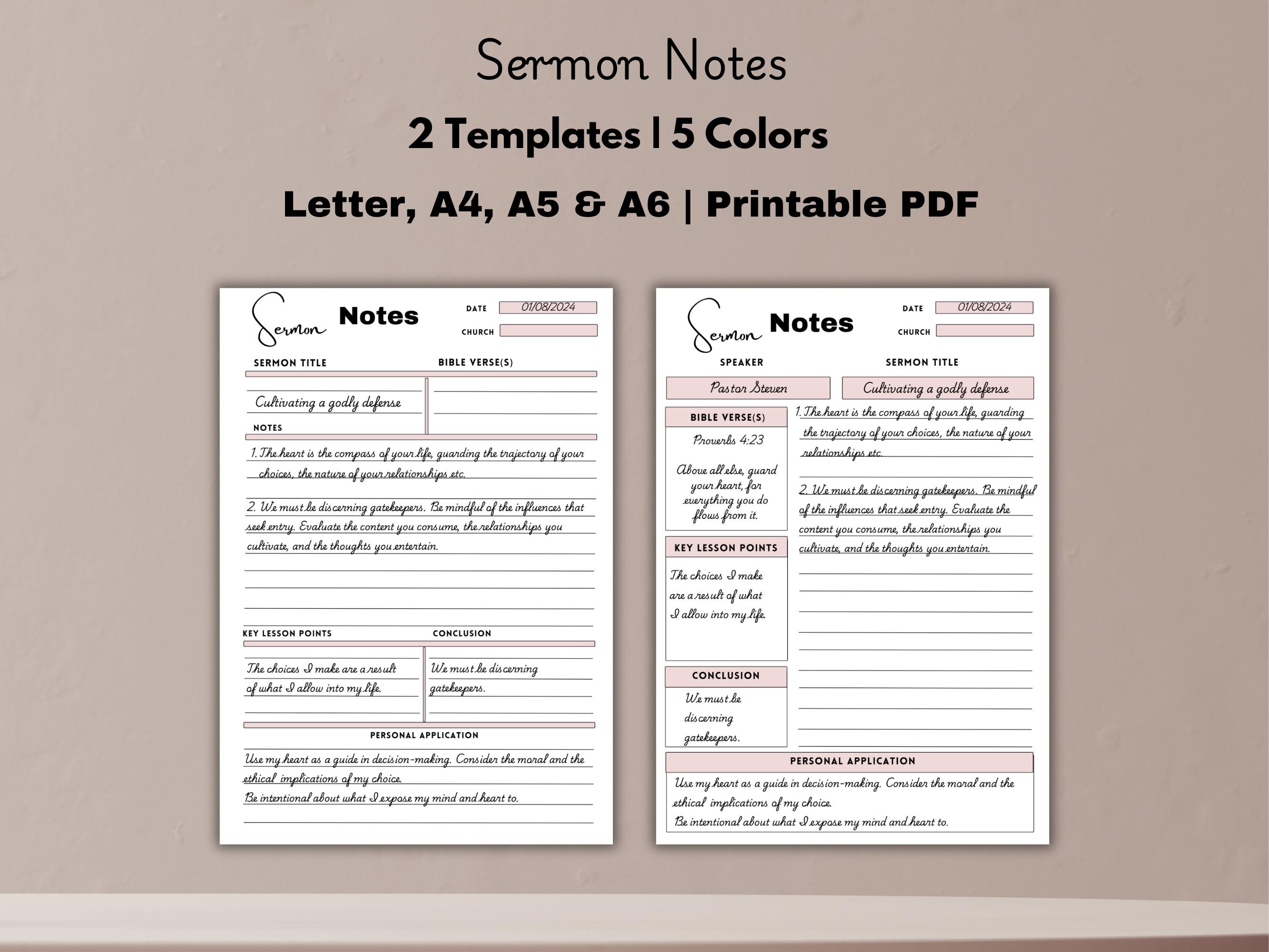 Sermon Notes Editable, Sermon Series, Sermon Notes Printable, Sermon ...