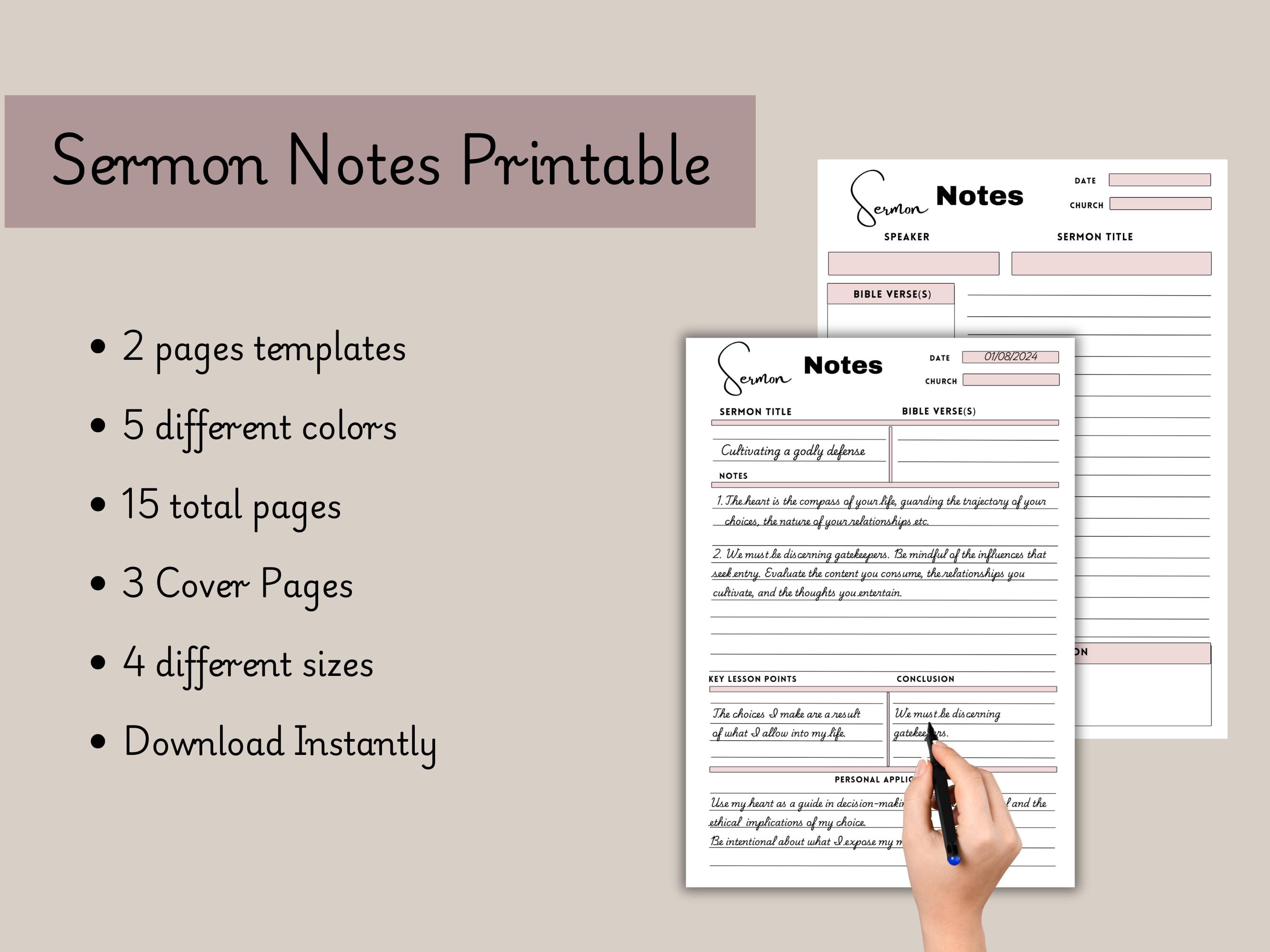 Sermon Notes Editable, Sermon Series, Sermon Notes Printable, Sermon ...