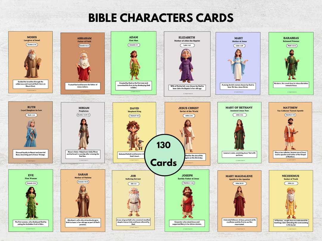 Bible Characters Printables, Bible Character Cards, Old Testament ...